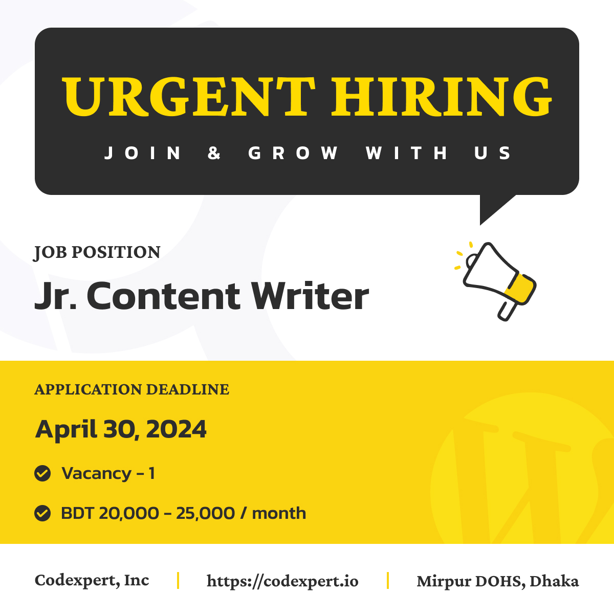 Jr. Content Writer (WordPress) - Codexpert HR